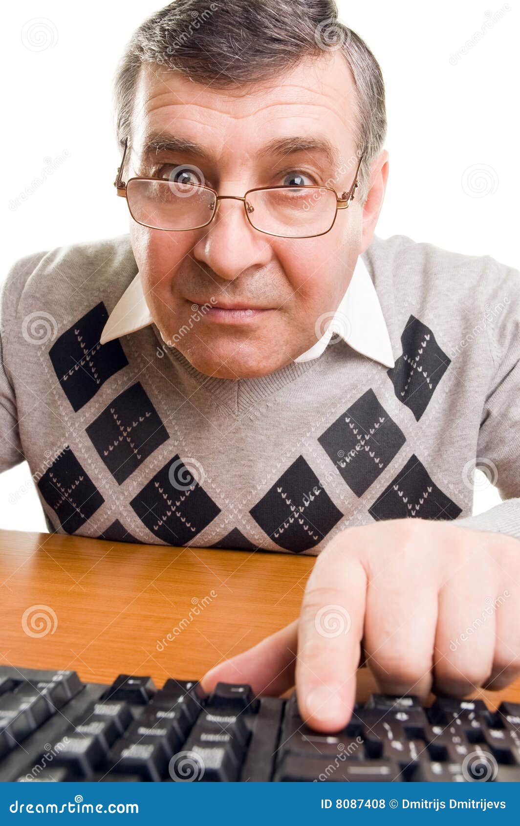 Senior man with computer stock photo. Image of button - 8087408
