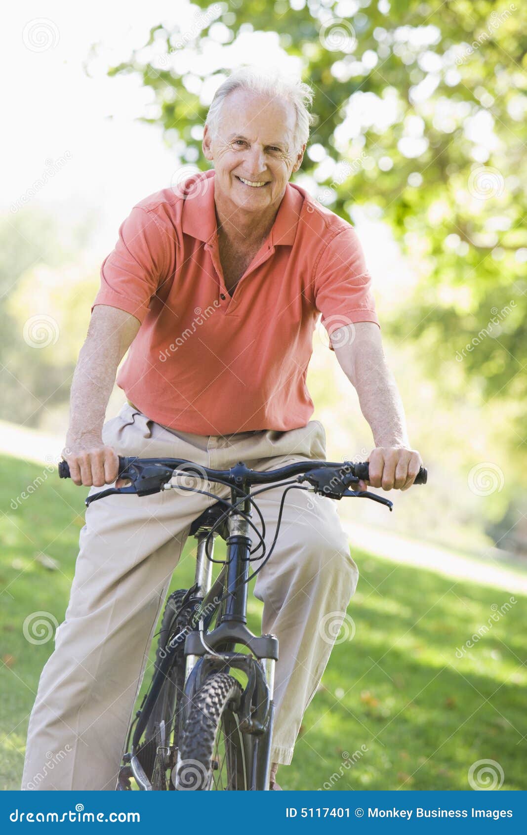 Senior man on cycle ride stock image. Image of active - 5117401