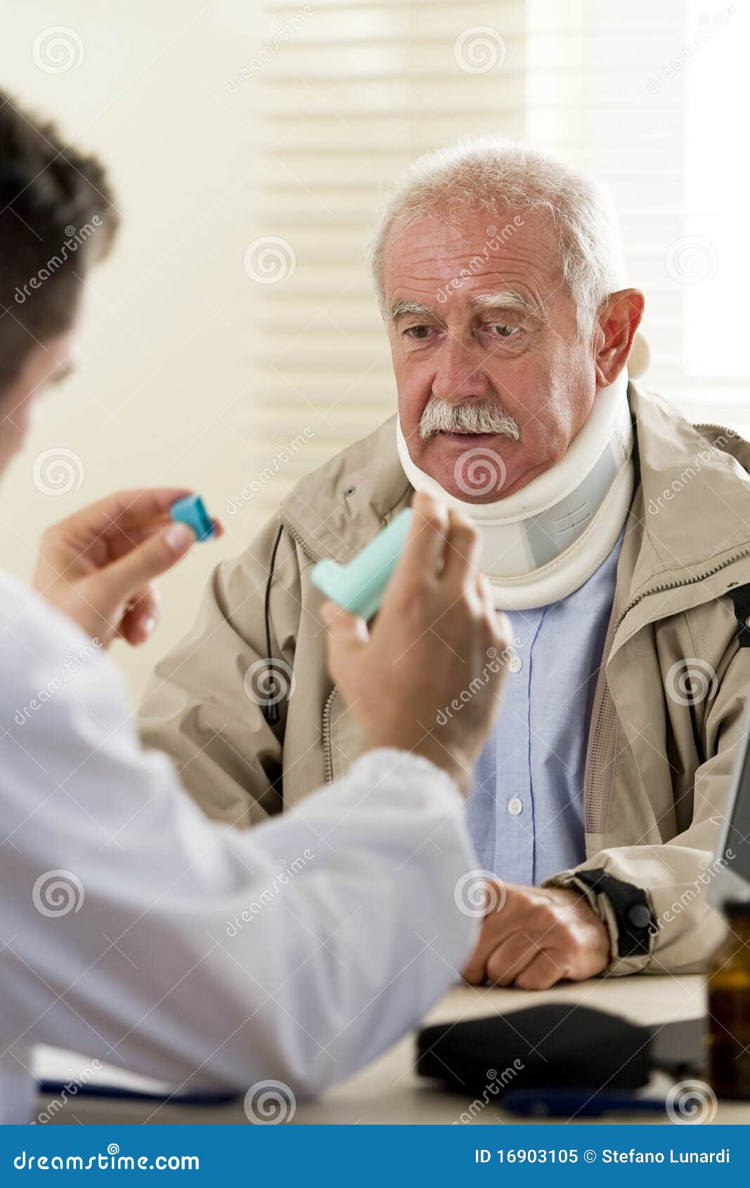 Senior man at the doctor stock image. Image of coat, stethoscope - 16903105