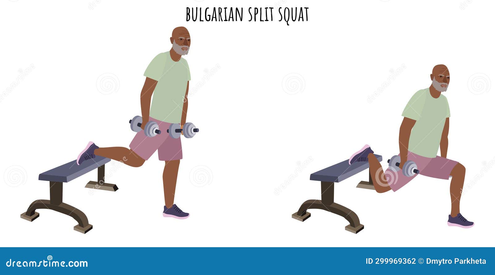 Man Doing Bulgarian Split Squats Exercise Vector Illustration 228479688