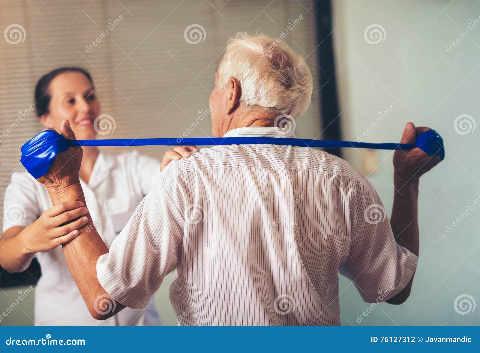 Senior Man Doing Exercises Using a Strap Stock Photo - Image of disease ...