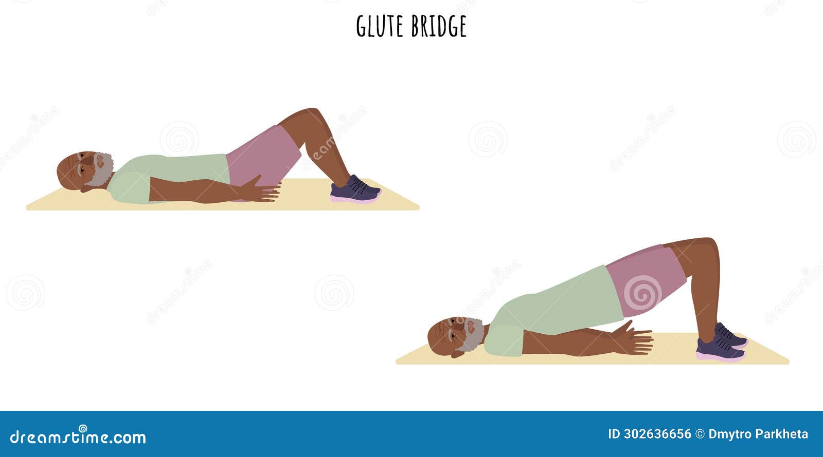 Senior Man Doing Glute Bridge Exercise Stock Vector - Illustration of ...