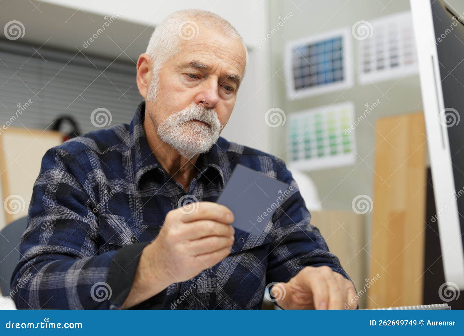 Senior Man Doing Paperwork in Stock Factory Stock Image - Image of ...