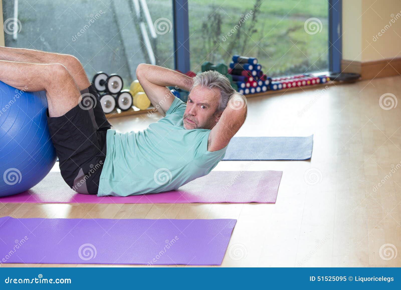 Senior Man Doing Sit-ups at the Gym Stock Image - Image of shorts ...