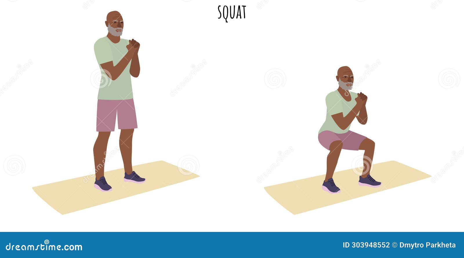 Senior Man Doing Squat Exercise Stock Illustration - Illustration of ...