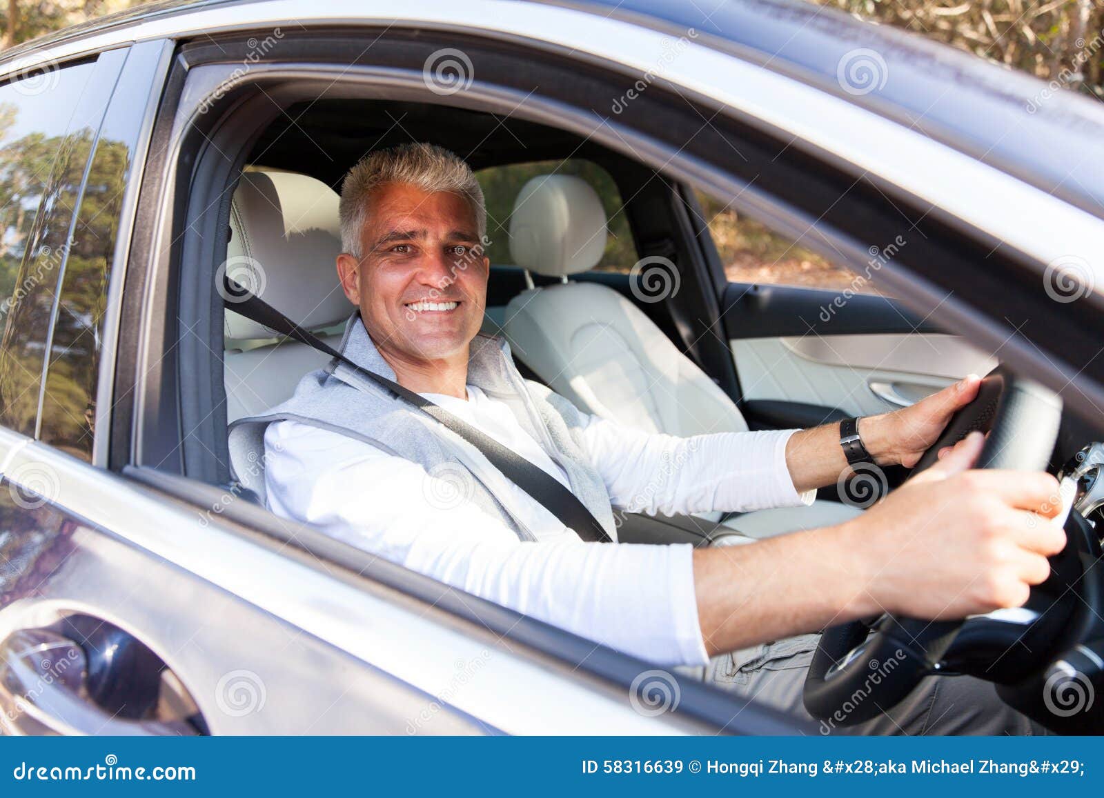 Senior man driving car stock image. Image of good, grey - 58316639