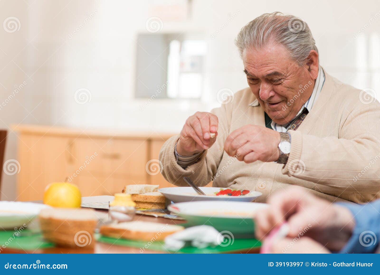Senior man eating stock image. Image of people, caucasian - 39193997