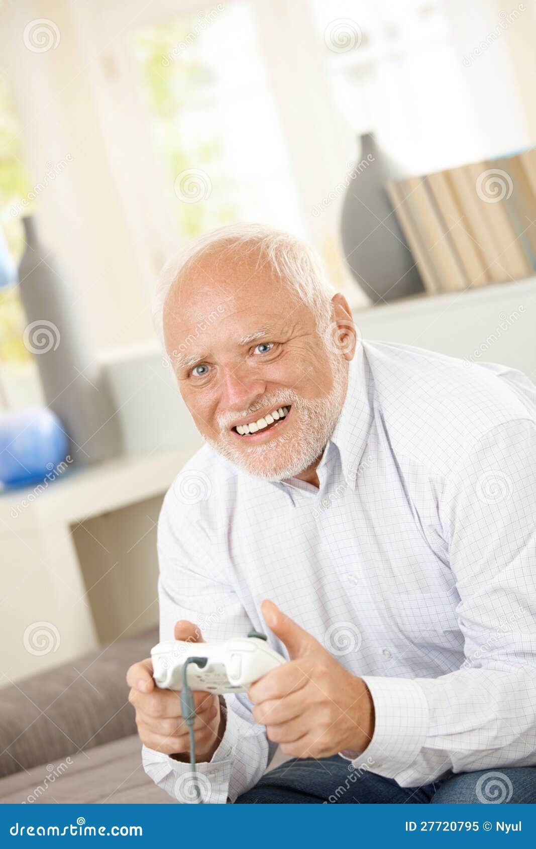 Senior Man Enjoying Computer Game Stock Image - Image of entertain ...