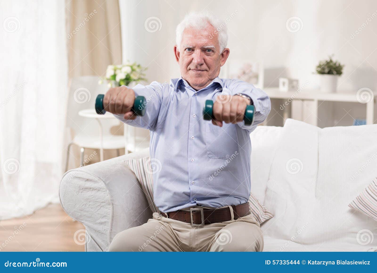 Senior Man Exercising with Dumbbells Stock Photo - Image of ...