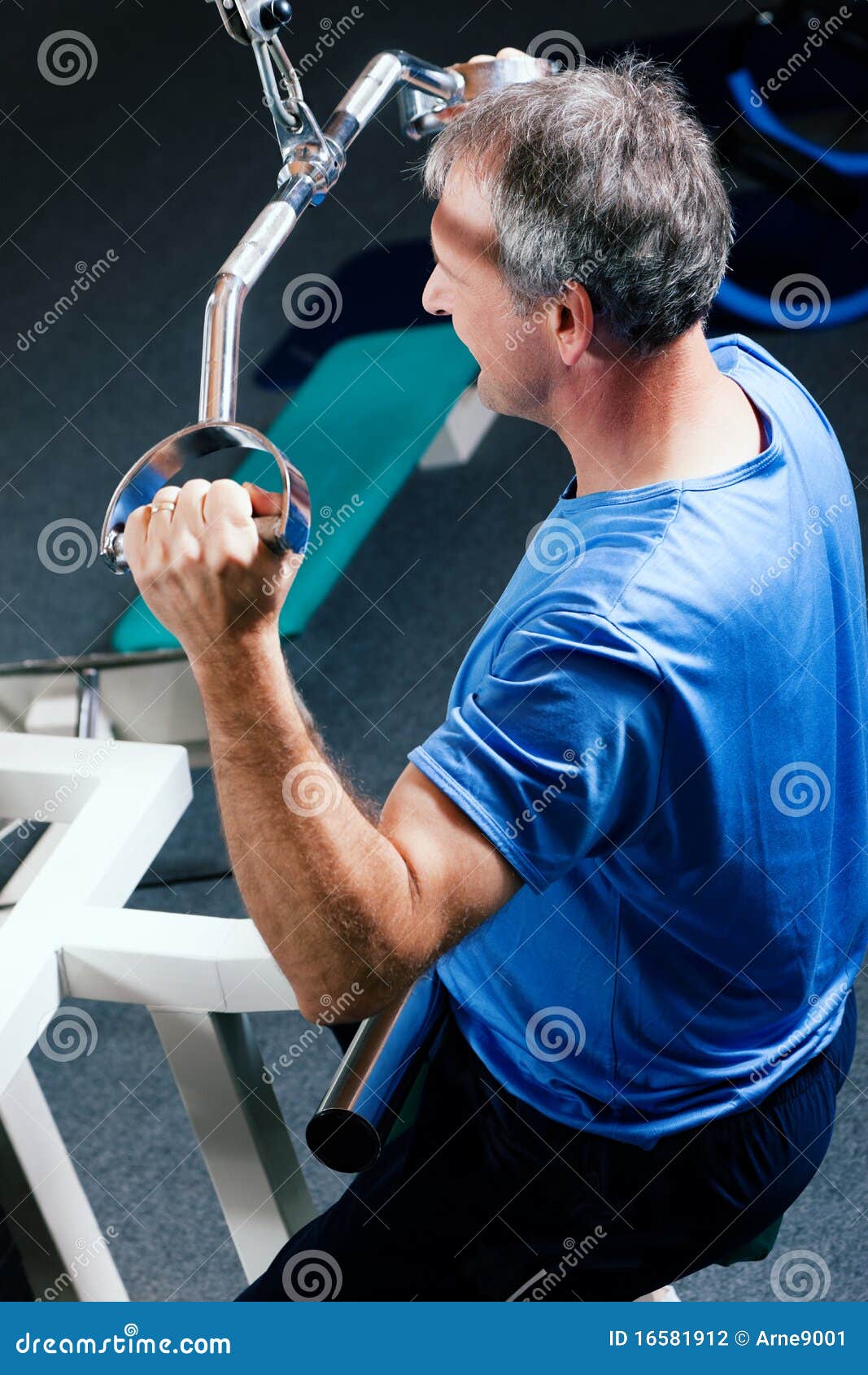 Senior Man Exercising in Gym Stock Photo - Image of powerful, pulldown ...
