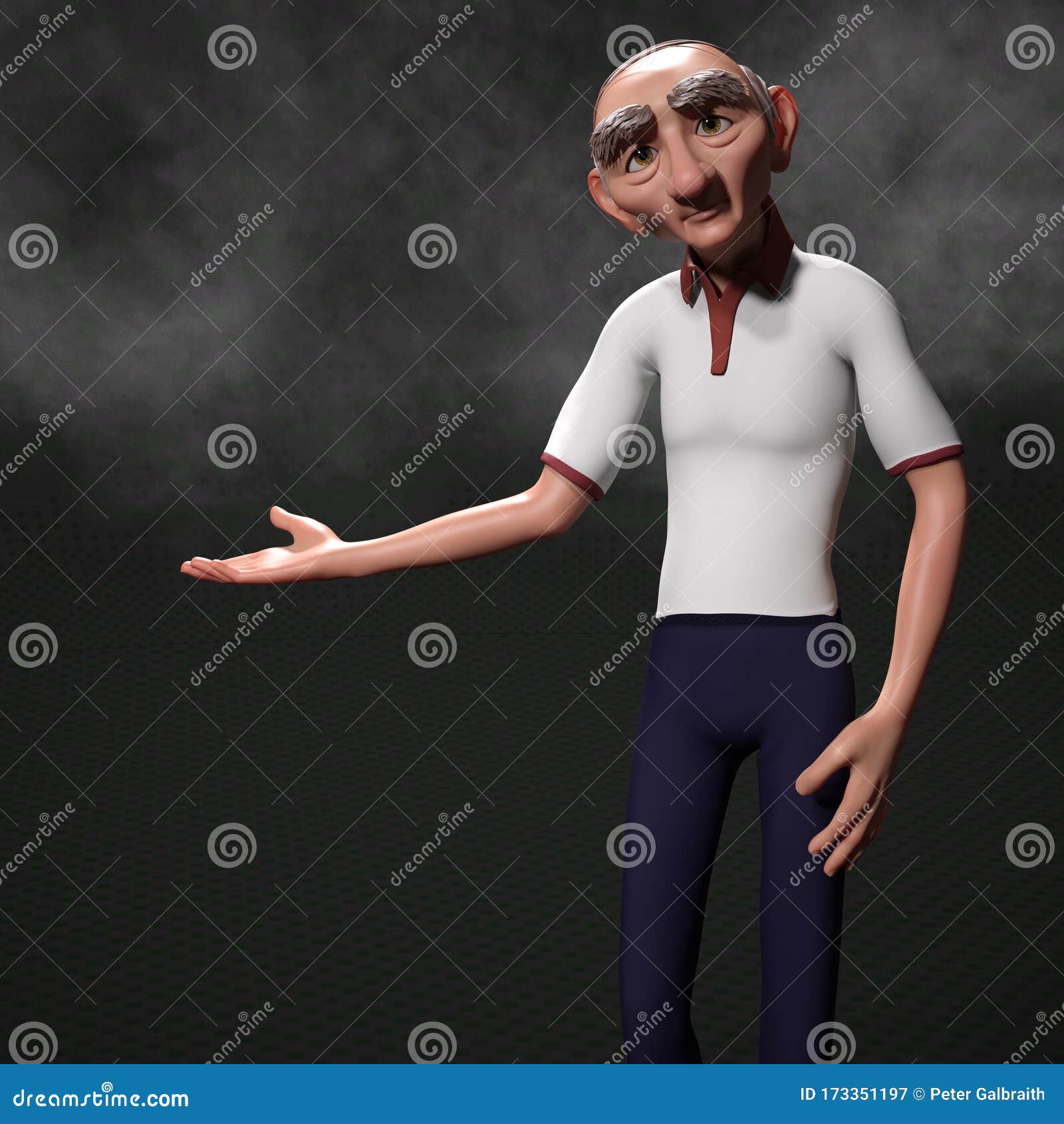 Senior Man with Extended Arm Stock Illustration - Illustration of aged ...