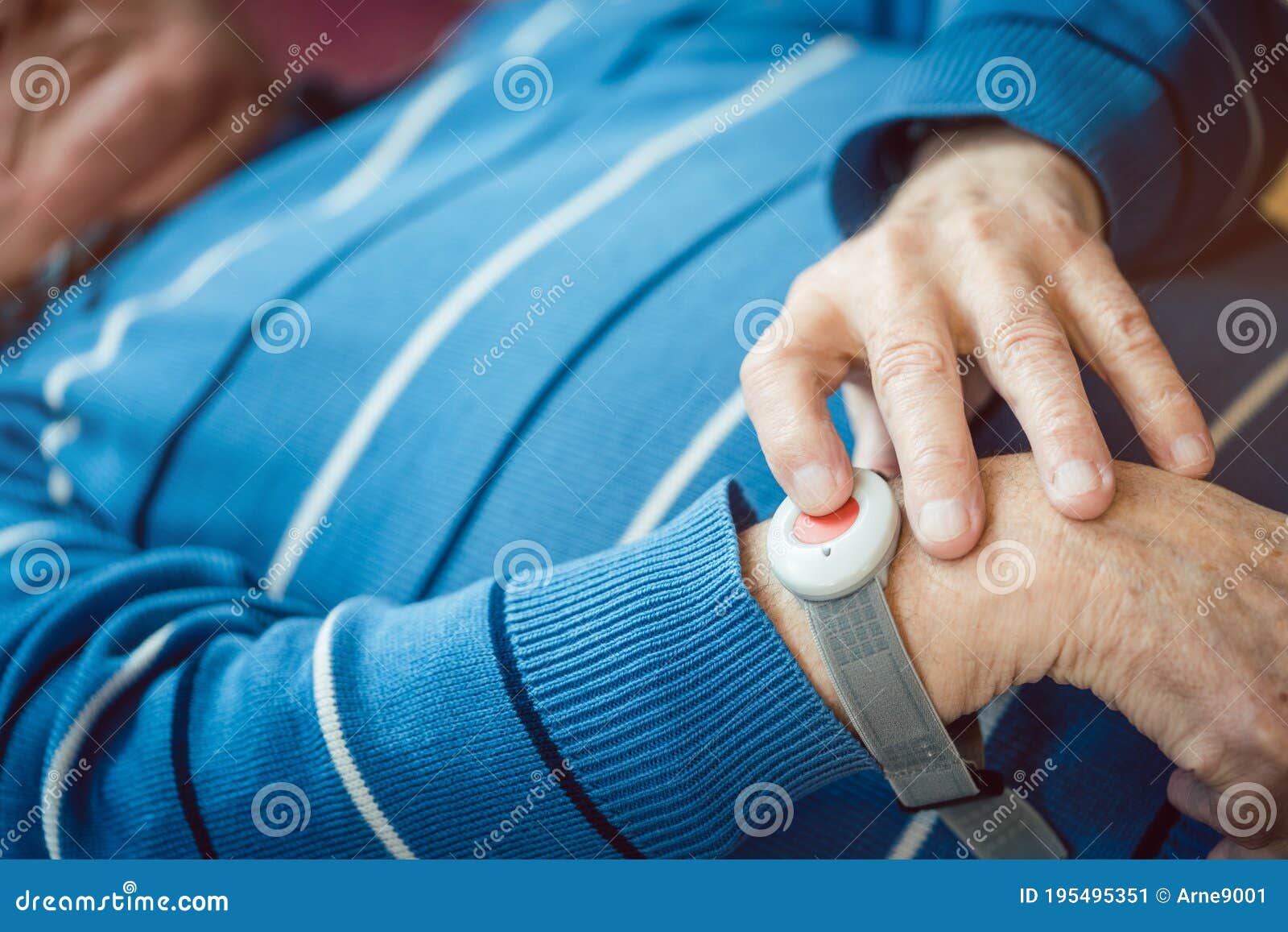 Senior Man Fallen Pressing Red Button on Emergency Call Device Stock ...