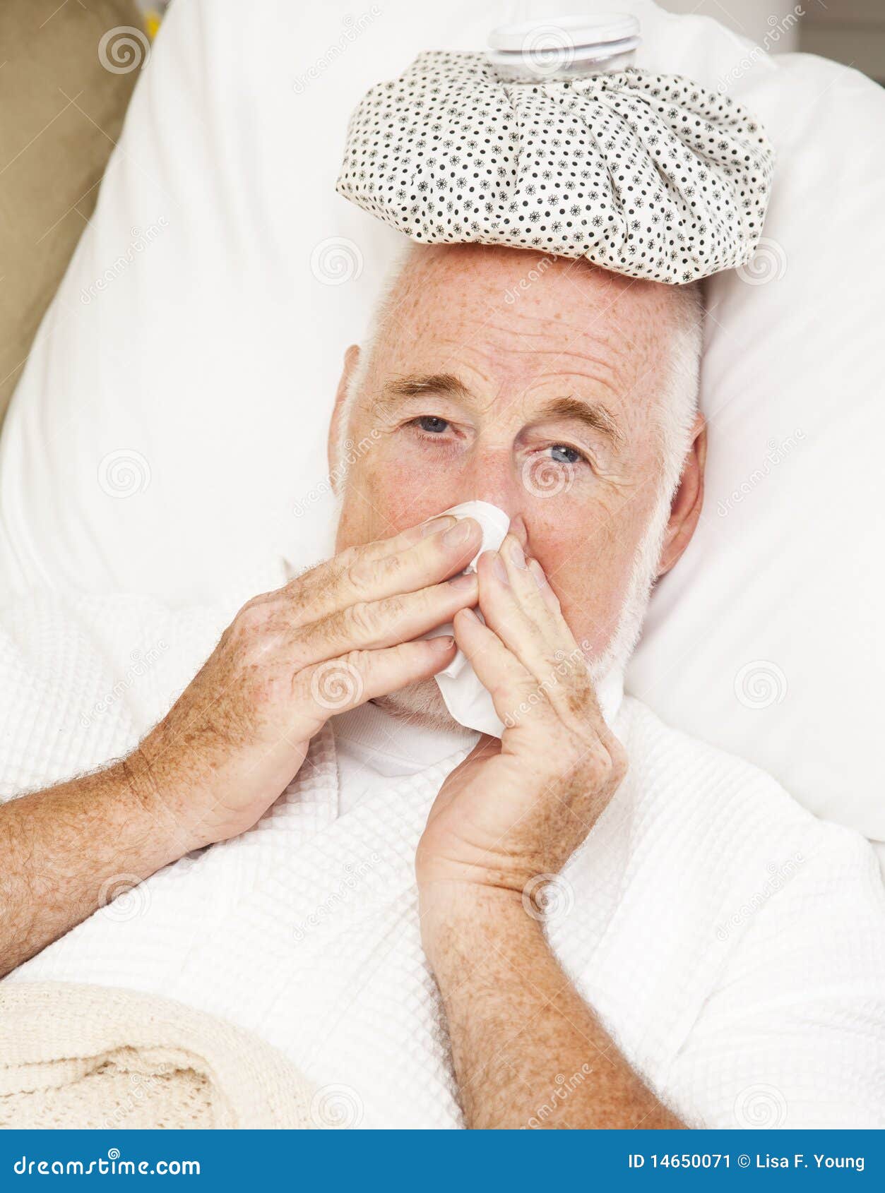 Senior Man with Flu stock image. Image of blowing, nose - 14650071