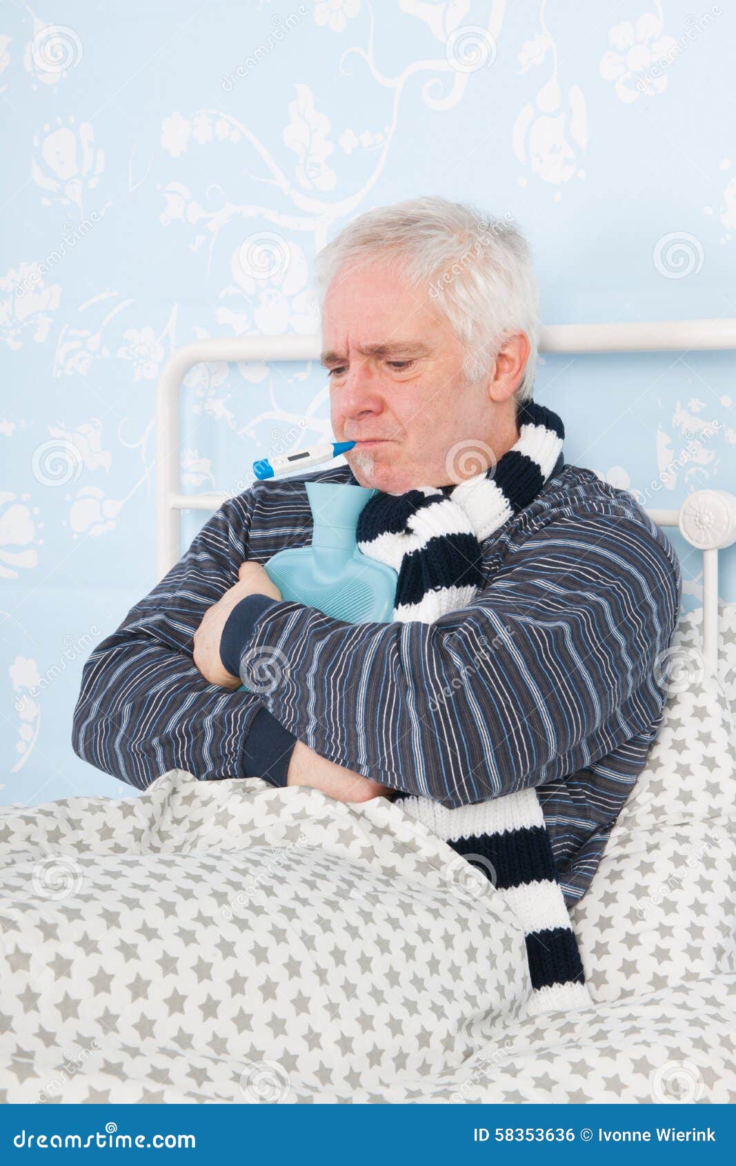 Senior man with flu stock photo. Image of influenza, sick - 58353636