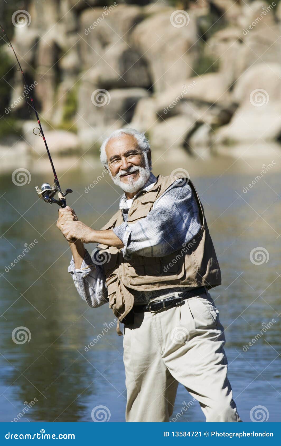 Senior man fly fishing stock image. Image of seniors - 13584721