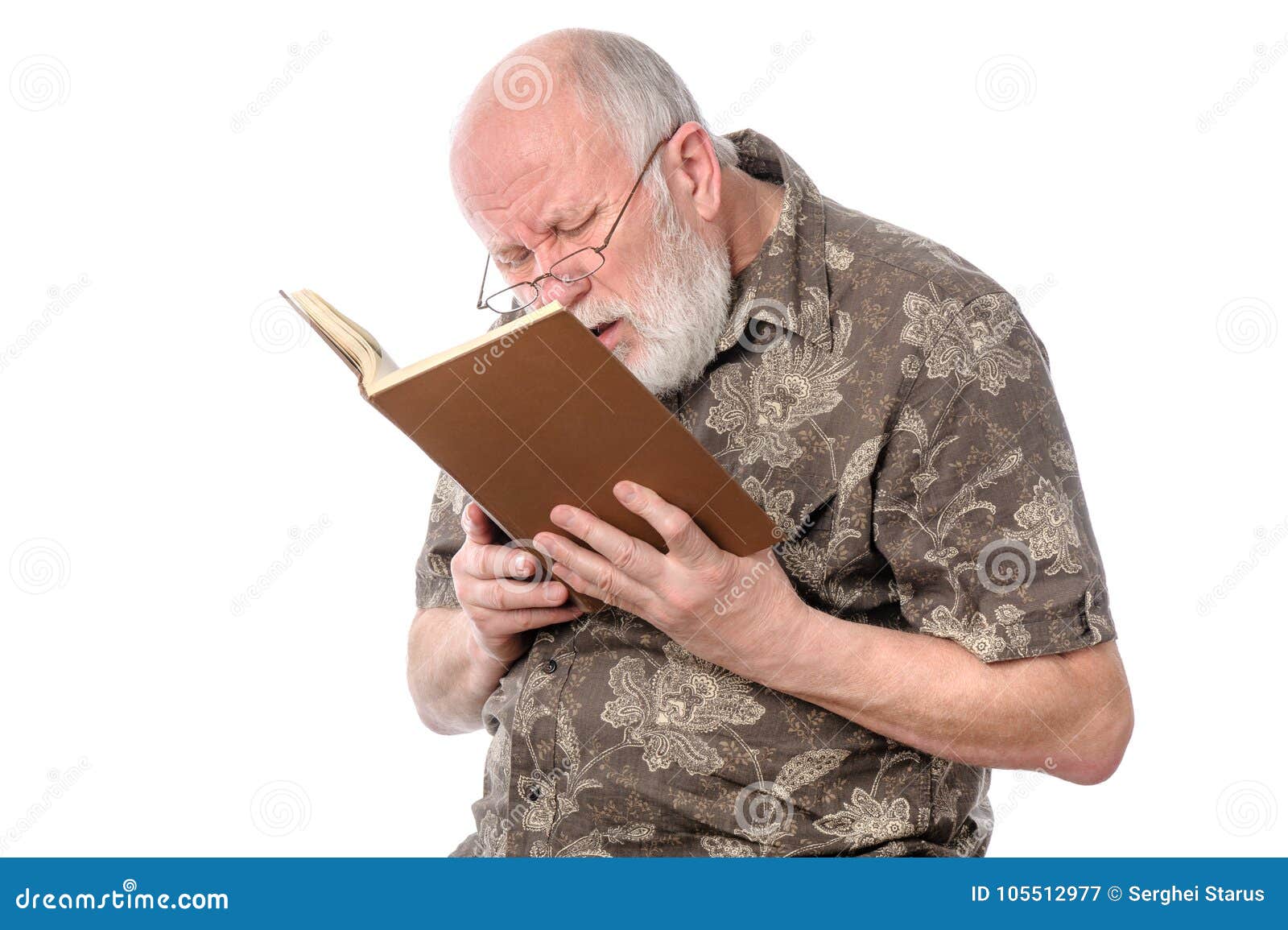Senior Man With Glasses Reading A Book Stock Image Image Of Lifestyle