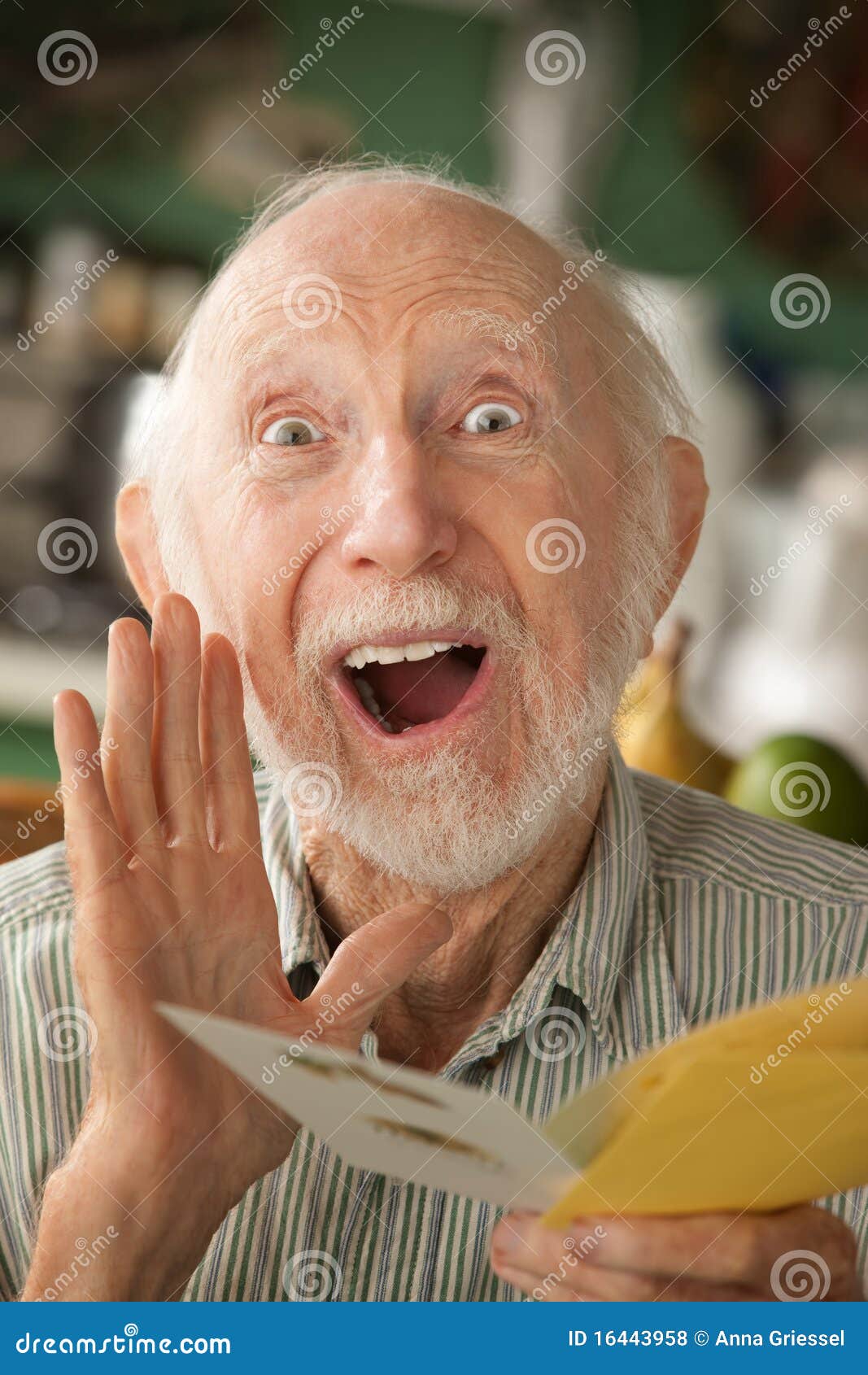 Senior Man with Greeting Card Stock Photo - Image of elder, indoor ...