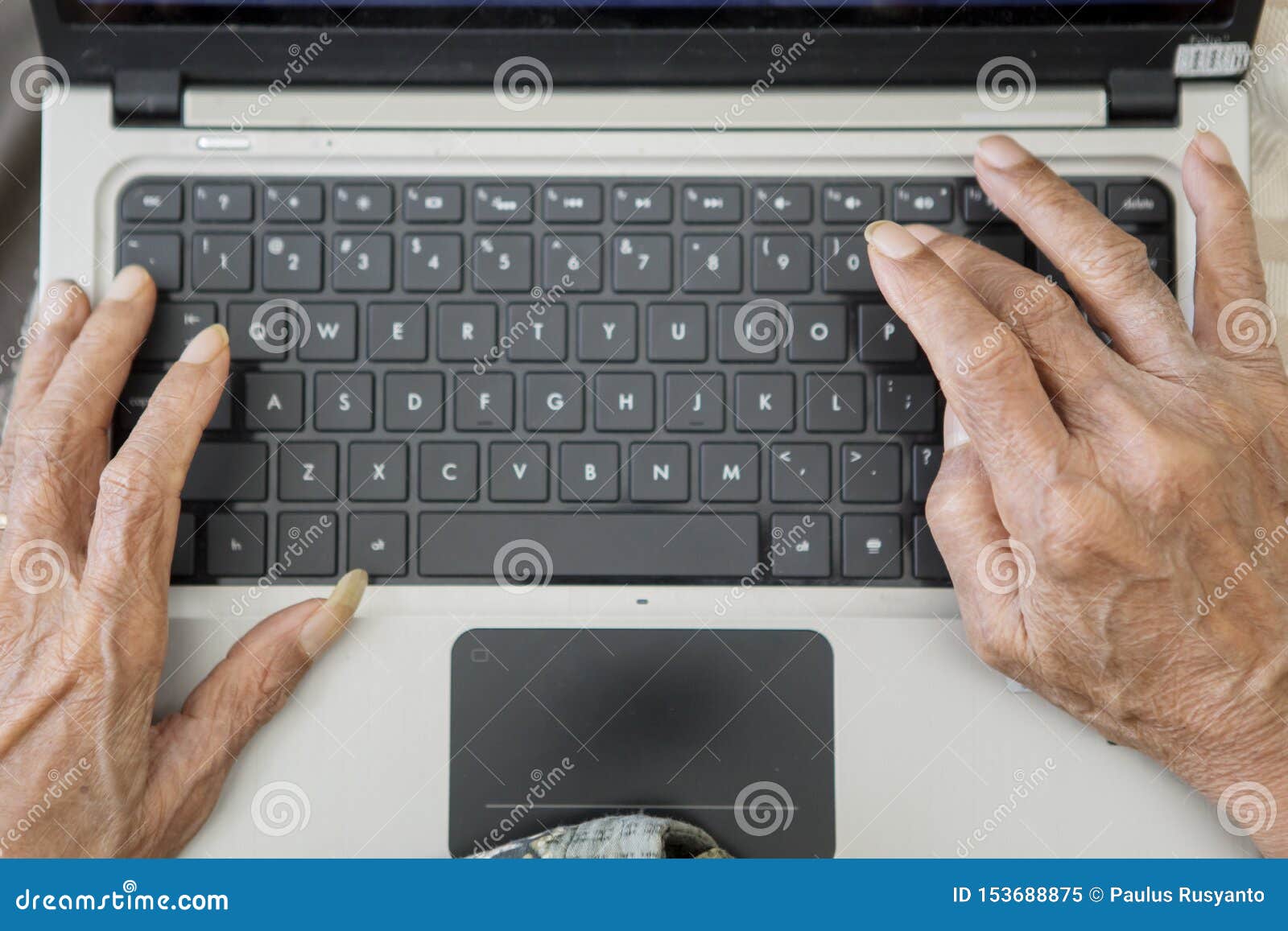 Senior Man Hands Typing on the Laptop Computer Stock Image - Image of ...