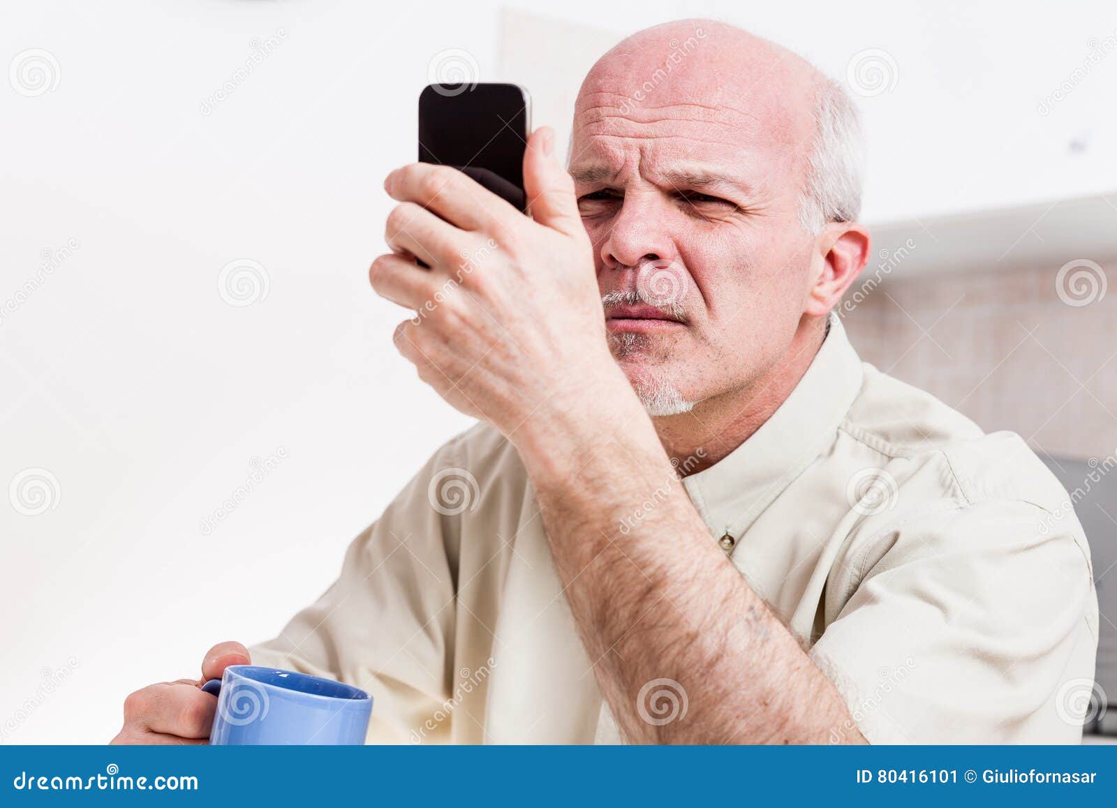 Senior Man Has Problems with His Vision Stock Image - Image of grandpa ...