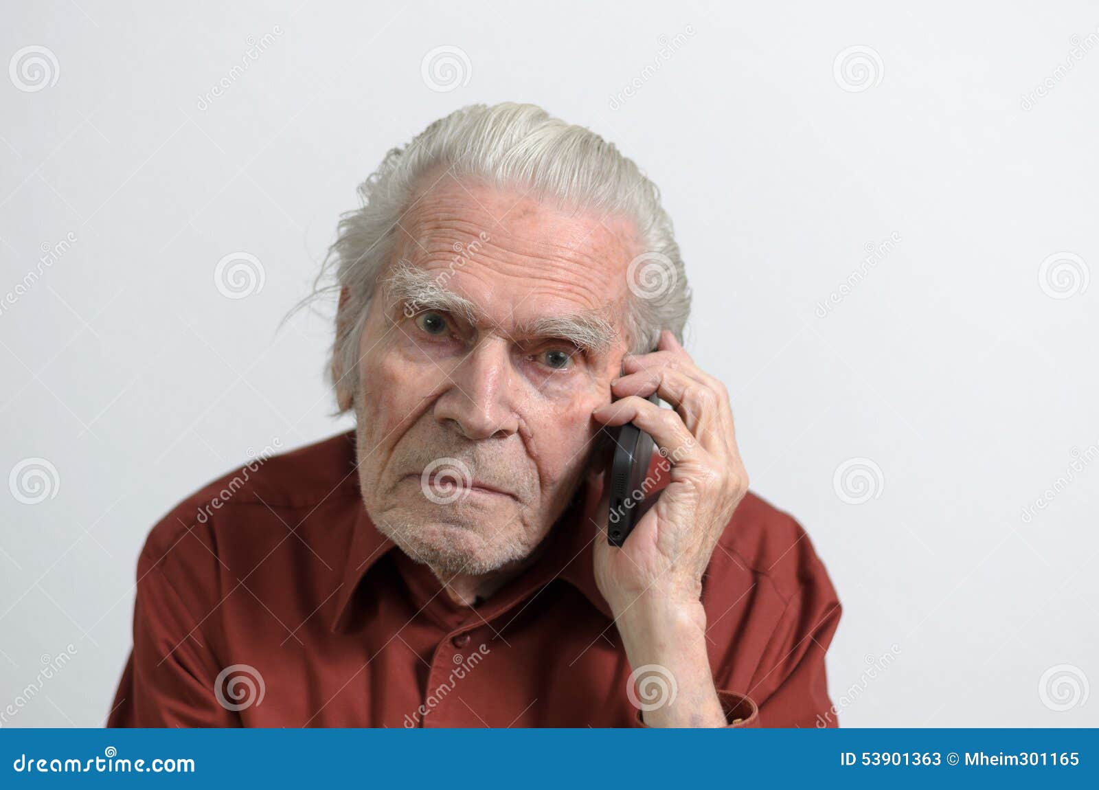 Senior Man Having a Call on Mobile Phone Stock Image - Image of ...