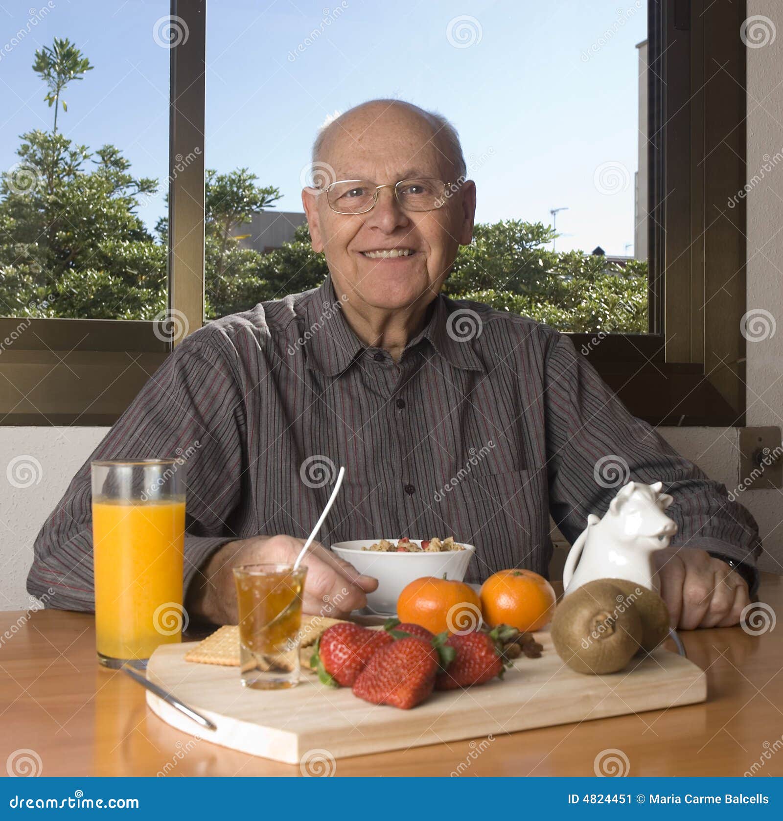 Senior Man Having a Healthy Breakfast Stock Image - Image of dining ...