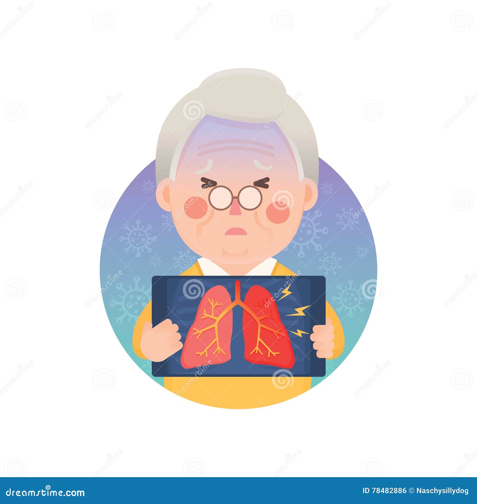 Senior Man Having Inflammation Lung Stock Vector - Illustration of ...