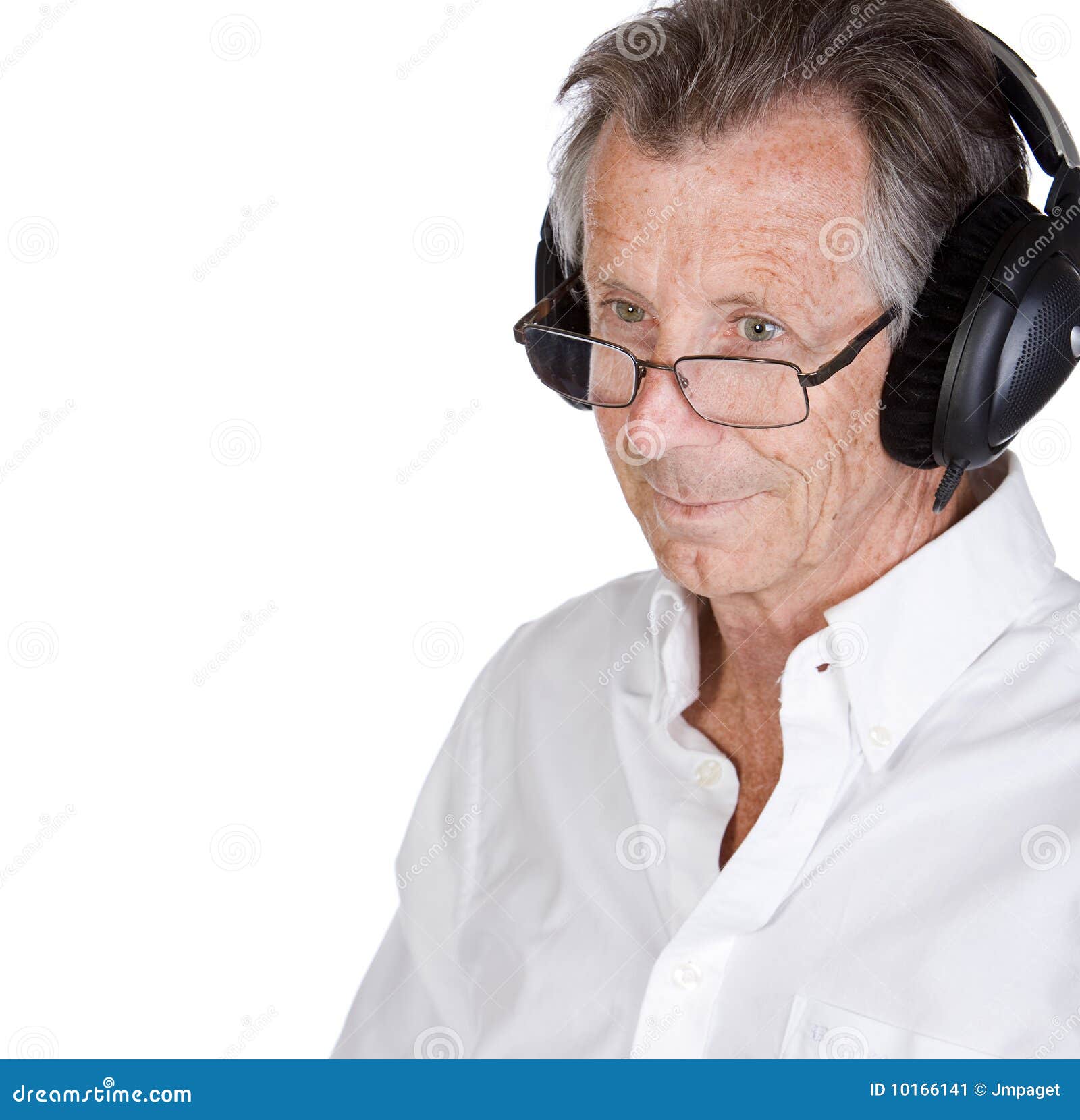 Senior Man with Headphones stock image. Image of relax - 10166141