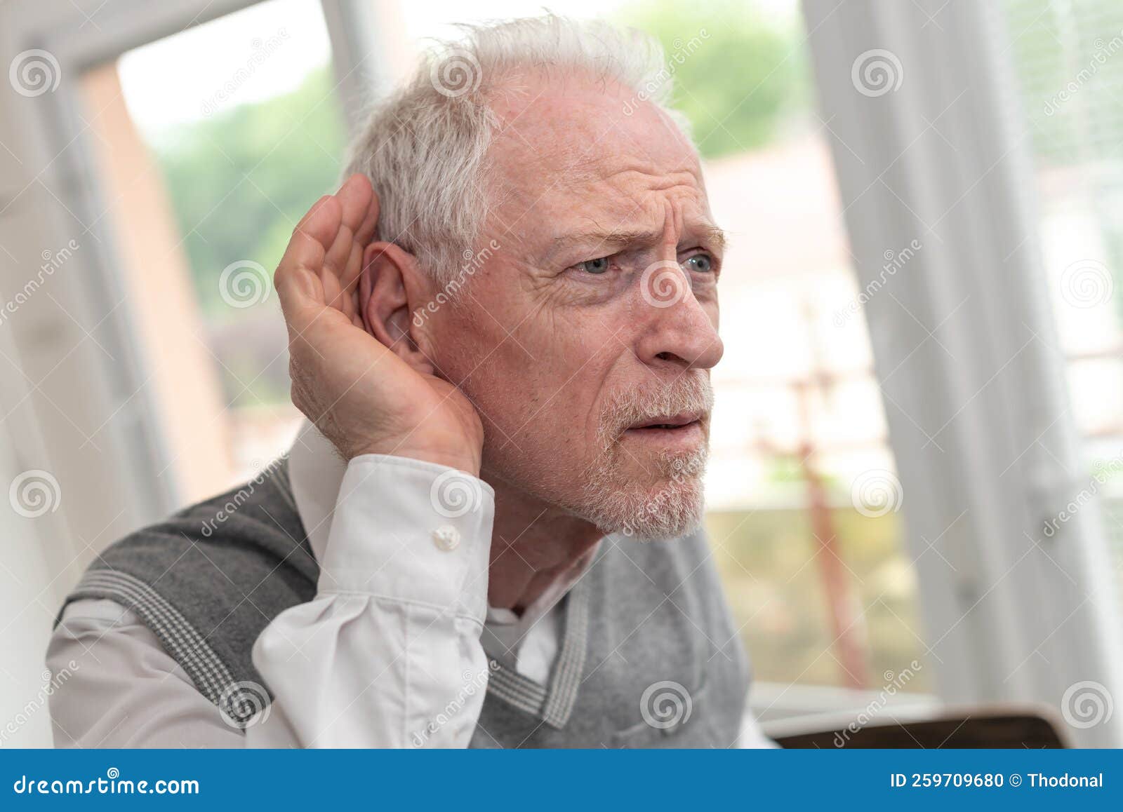 Senior Man with Hearing Problems Stock Photo - Image of problem ...
