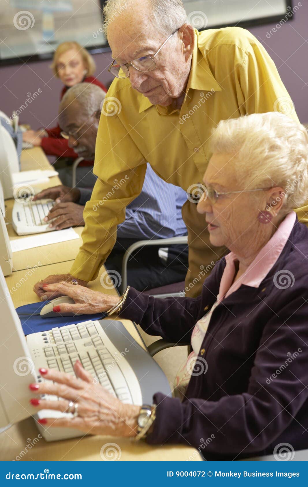 Senior Man Helping Senior Woman To Use Computer Stock Photo - Image of ...