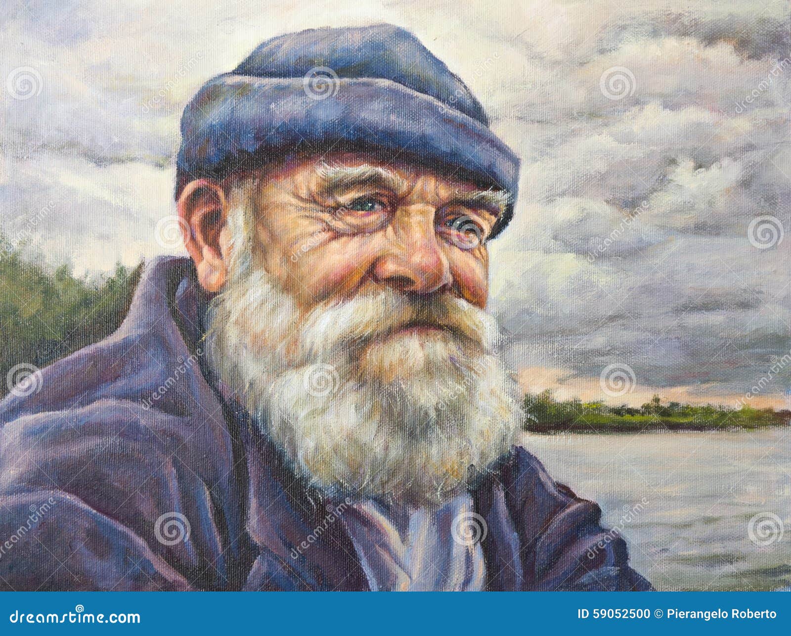 Senior man with his cap stock illustration. Illustration of hobby ...