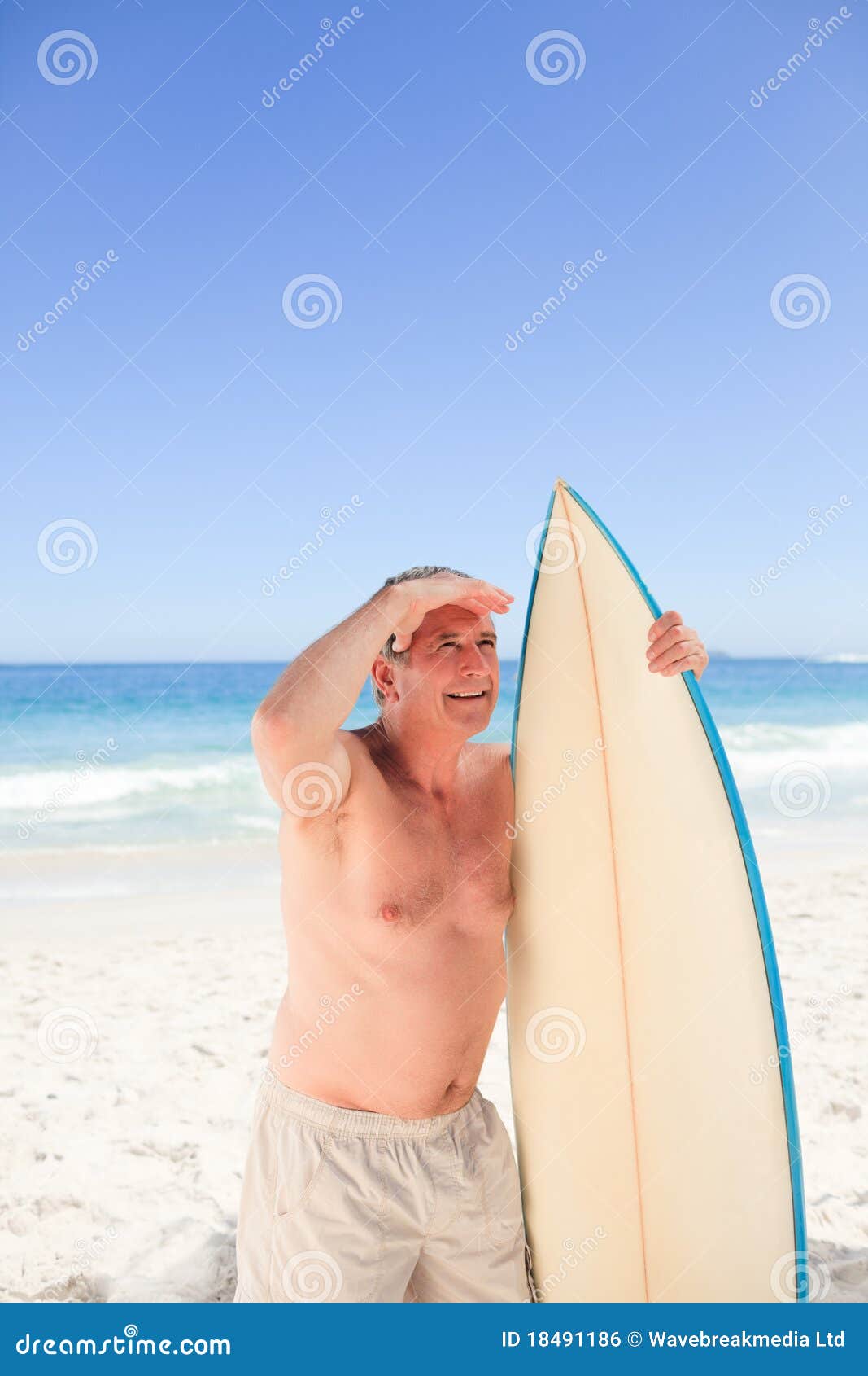 Senior Man with His Surfboard Stock Photo - Image of surf, lady: 18491186