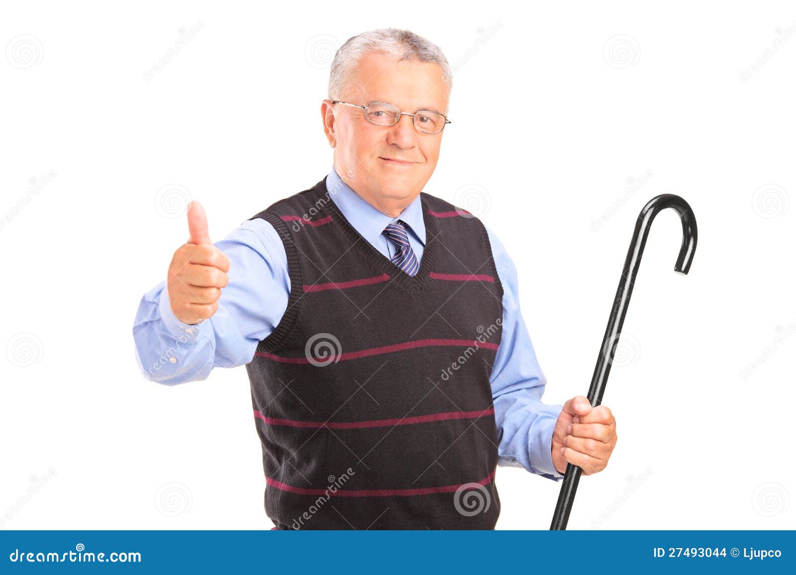 A Senior Man Holding a Cane and Giving Thumb Up Stock Photo - Image of ...