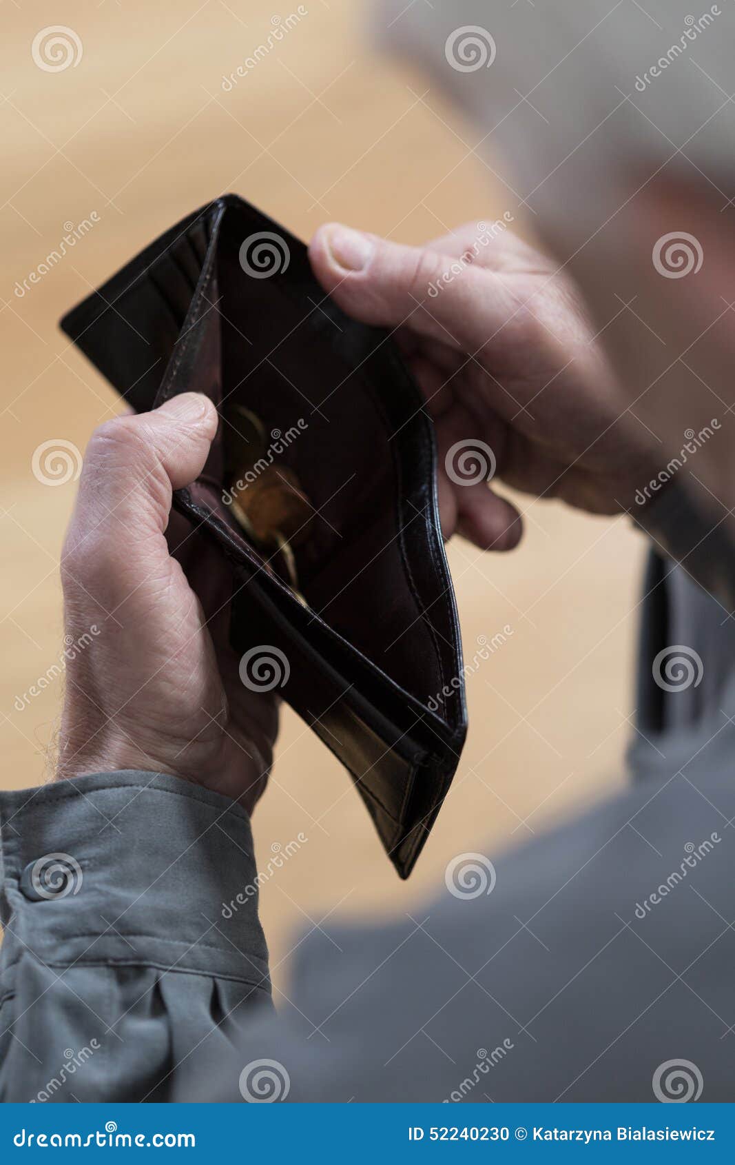 Senior Man Holding Empty Wallet Stock Photo - Image of aged, cash: 52240230