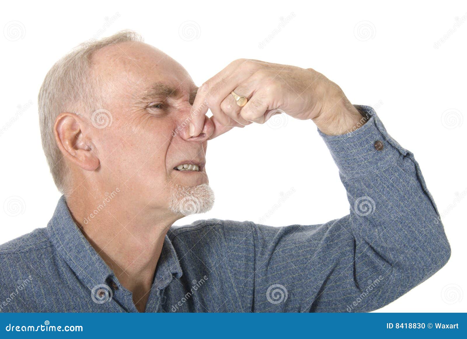 Senior Man Holding His Nose Stock Photo - Image: 8418830