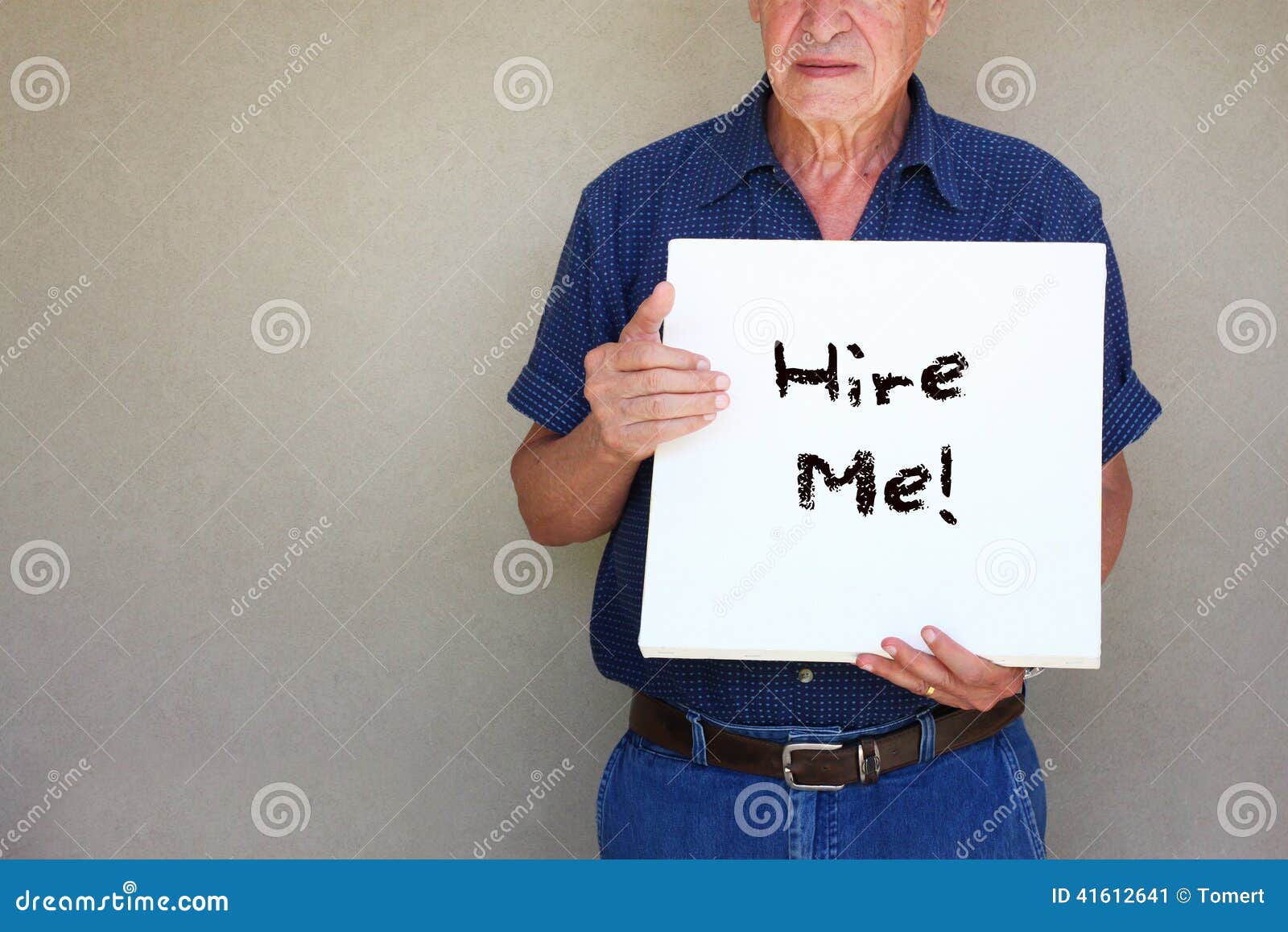 Senior Man Holding White Canvas Board in Front of His Face with the ...
