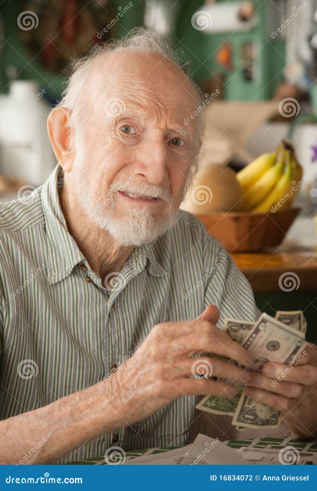 Senior Man at Home Counting Money Stock Photo - Image of person, home ...