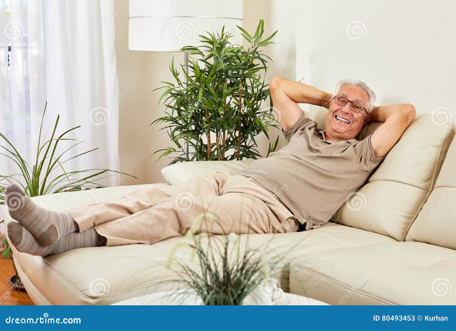Senior man at home. stock image. Image of living, indoors - 80493453