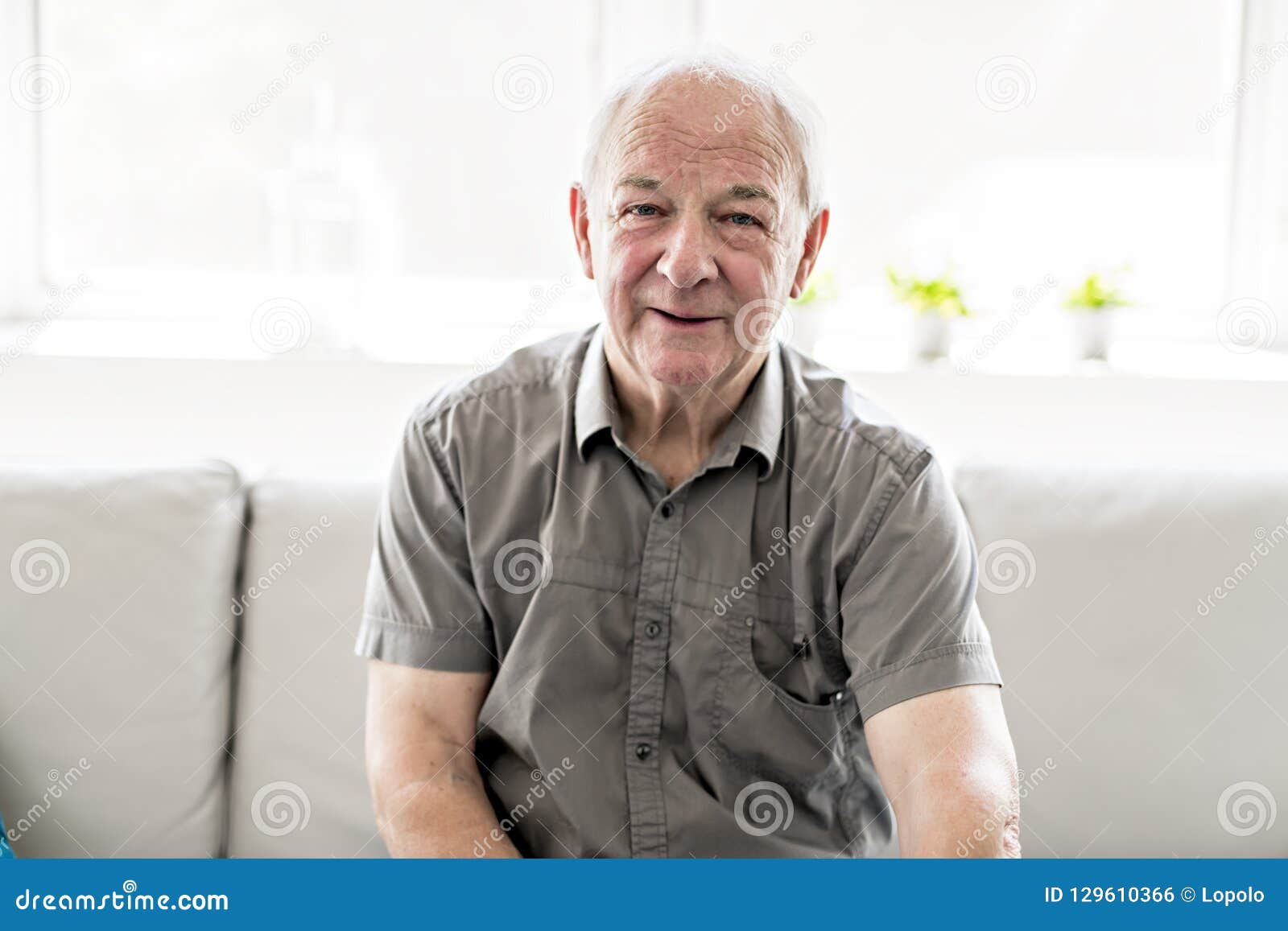 Senior Man at Home on the Sofa Stock Photo - Image of homely, pensioner ...