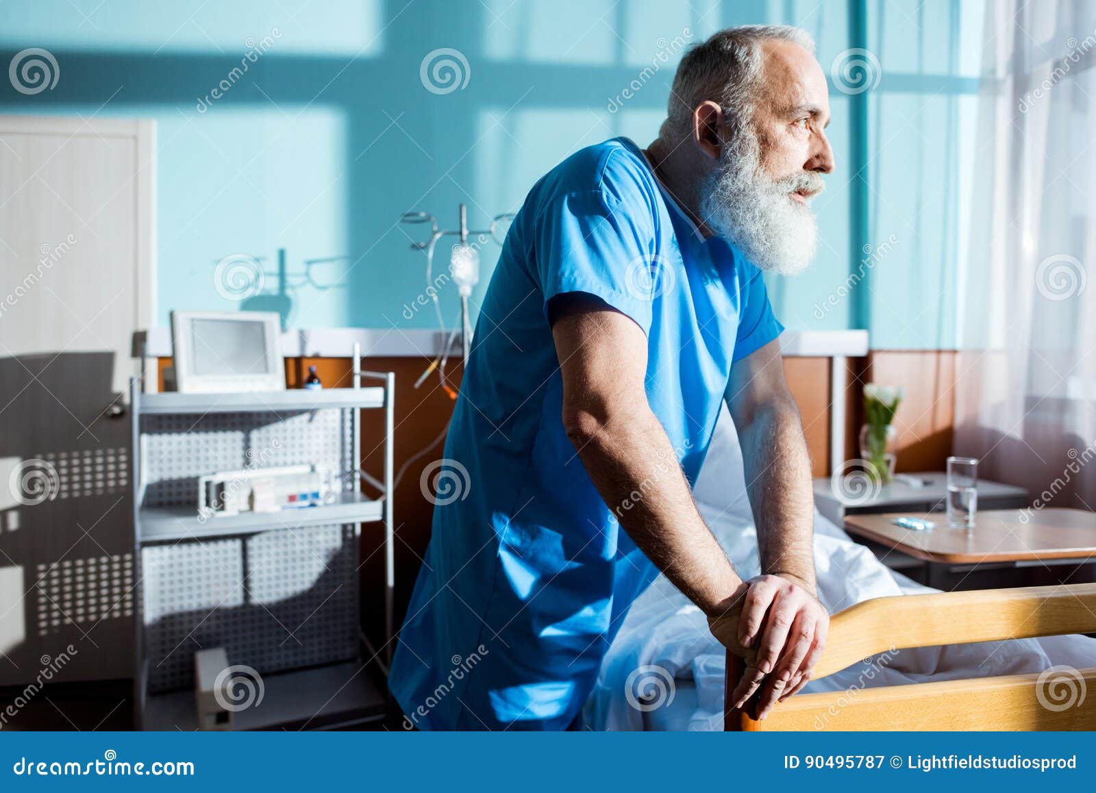 Senior man in hospital stock image. Image of adult, people - 90495787