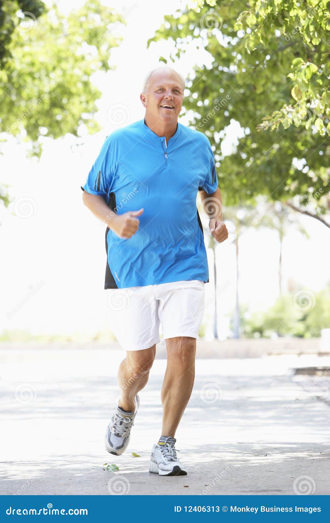 Senior Man Jogging in Park stock image. Image of lifestyle - 12406313