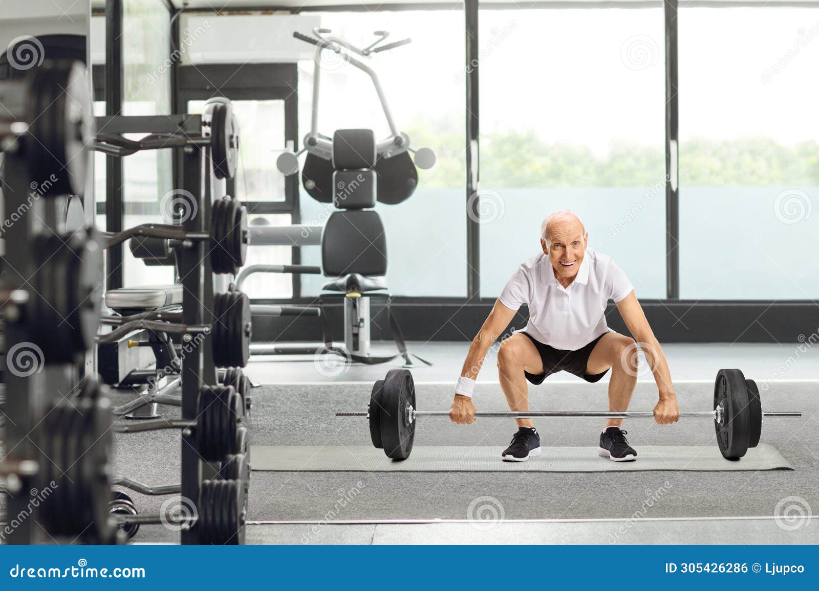 Senior Man Lifting a Barbell Stock Photo - Image of sport, disc: 305426286