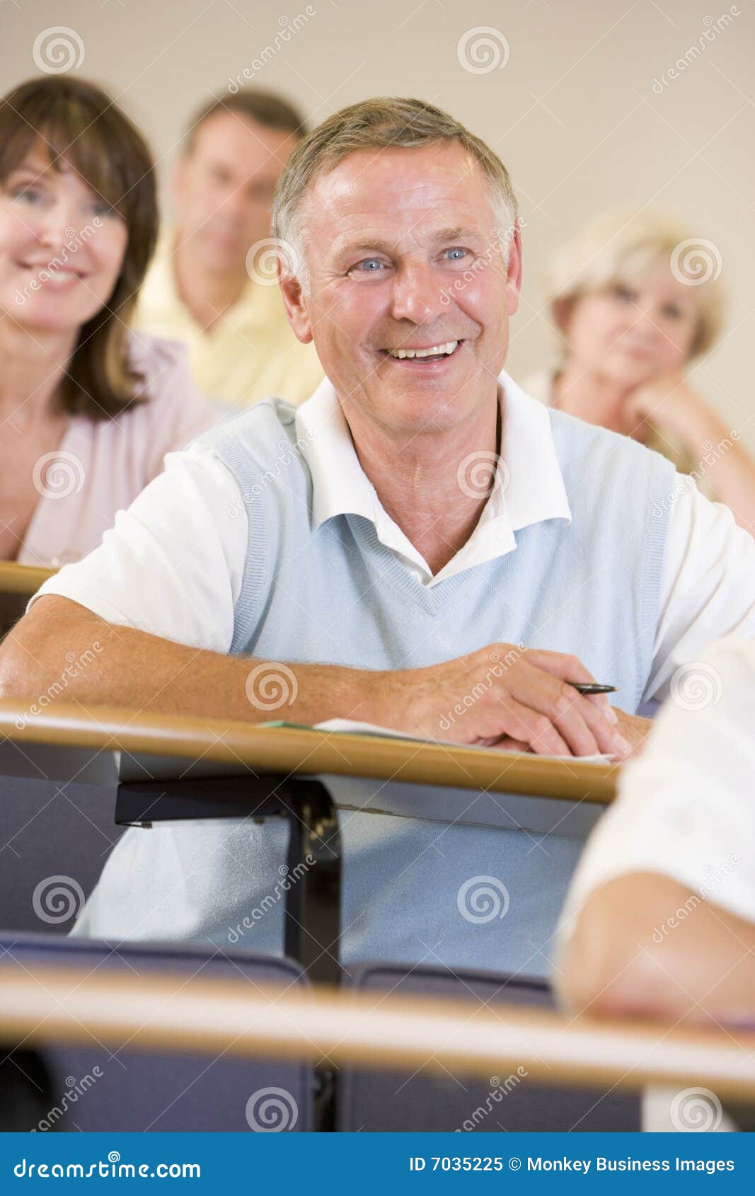 Senior Man Listening To a University Lecture Stock Image - Image of ...