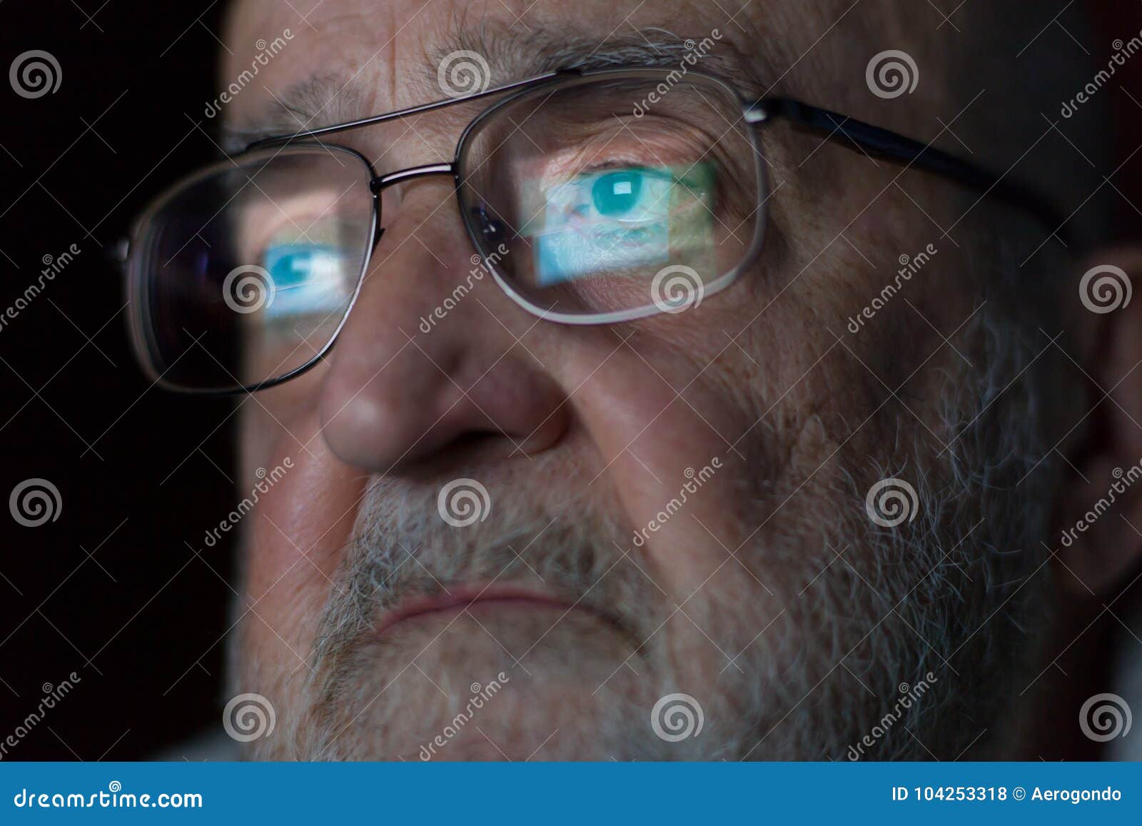 Senior Man Looking at a Computer Screen Stock Photo - Image of face ...