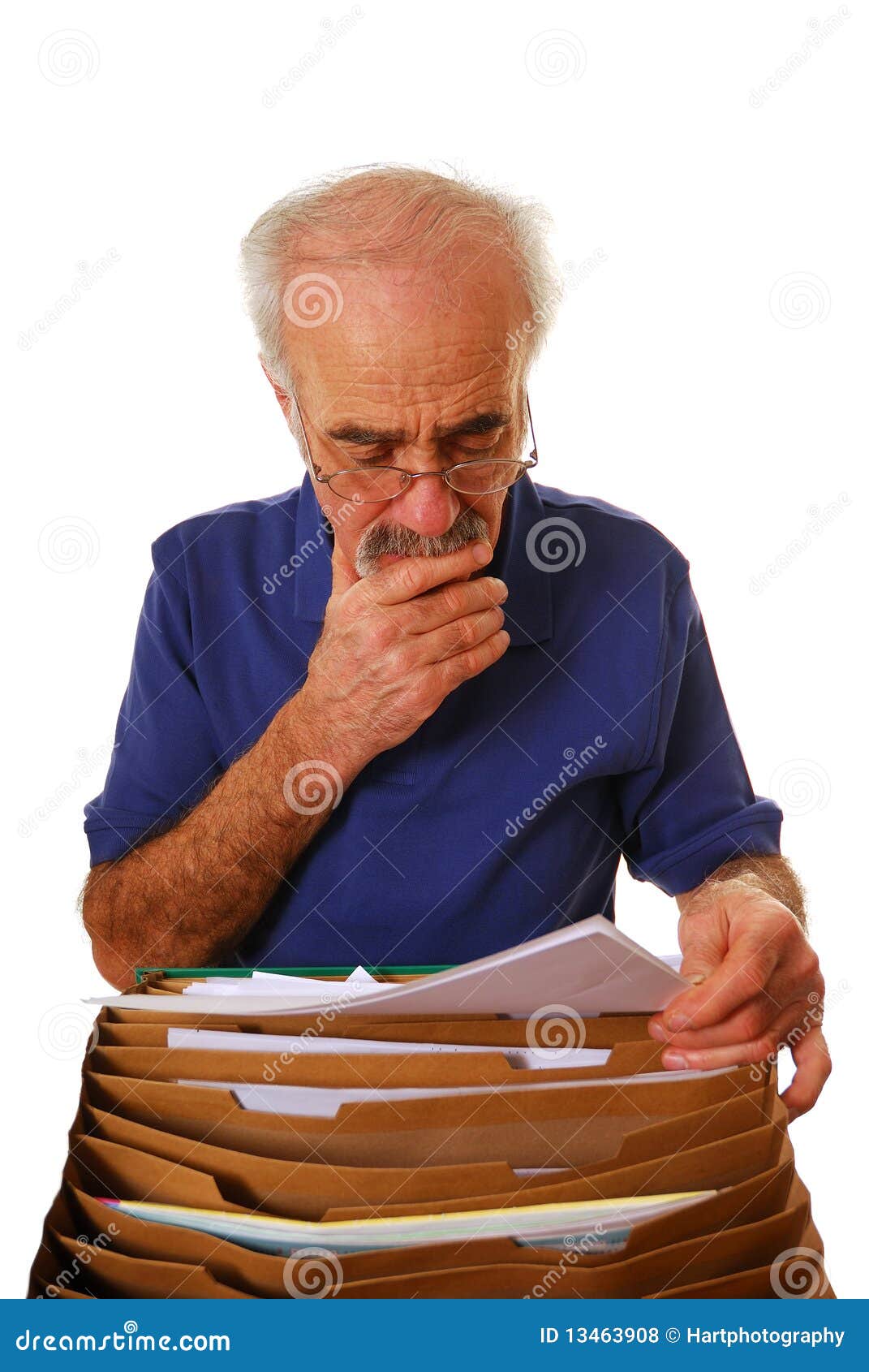 Senior Man Looking at Paperwork Stock Photo - Image of money, file ...