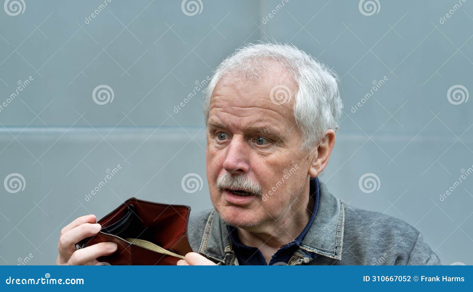 Senior Man Looking Shocked into Empty Wallet. Stock Photo - Image of ...