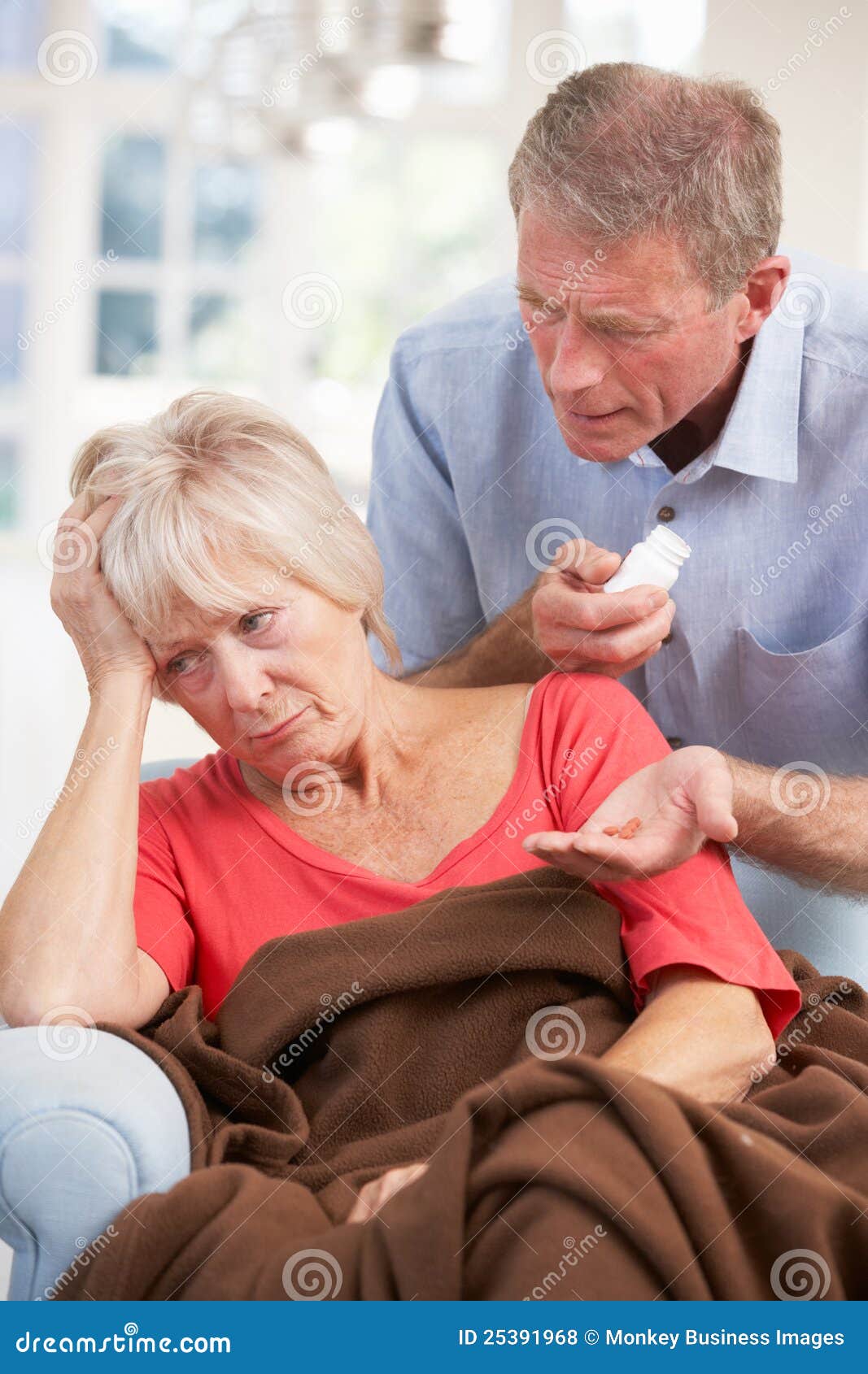 Senior Man Looking after Sick Wife Stock Photo - Image of person, care ...