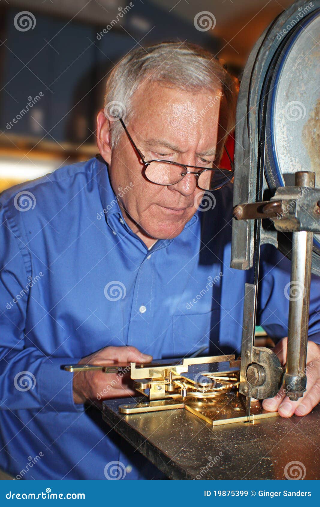 Senior Man Machining Clock Parts Stock Image - Image of industry, work ...