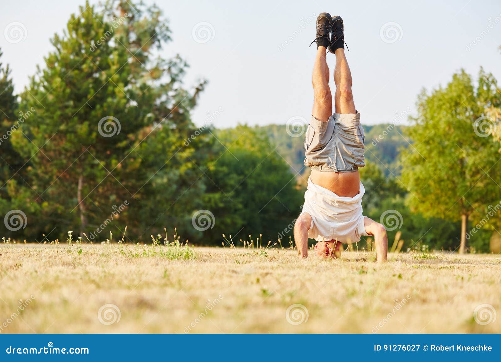 Senior Man Making a Handstand Stock Image - Image of people, citizens ...
