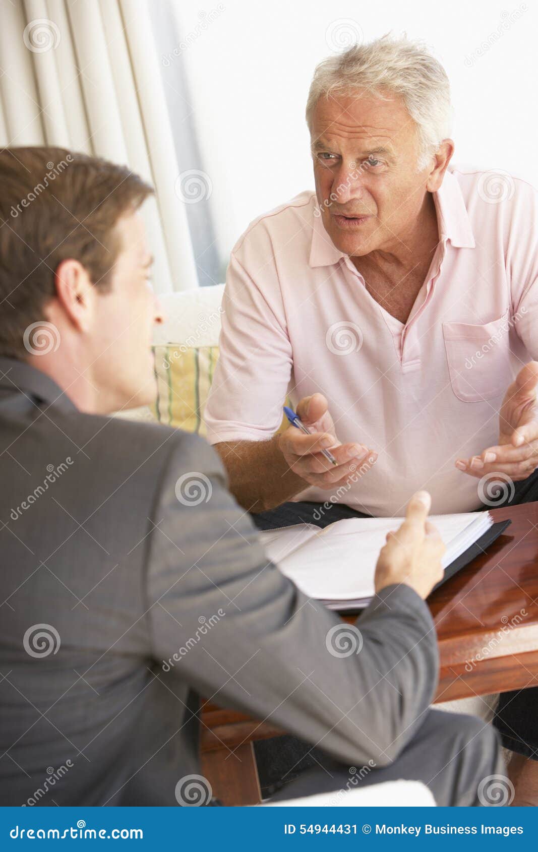 Senior Man Meeting with Financial Advisor at Home Stock Image - Image ...