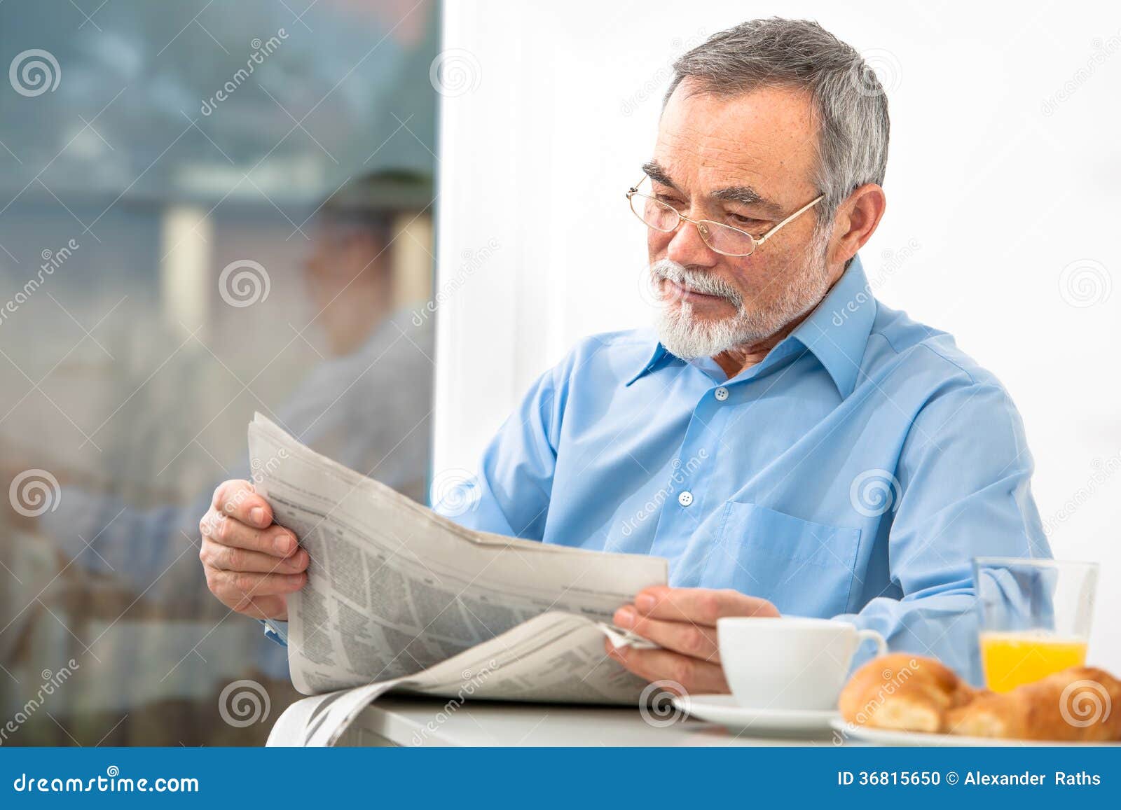 Senior Man with a Newspaper Stock Photo - Image of information, read ...